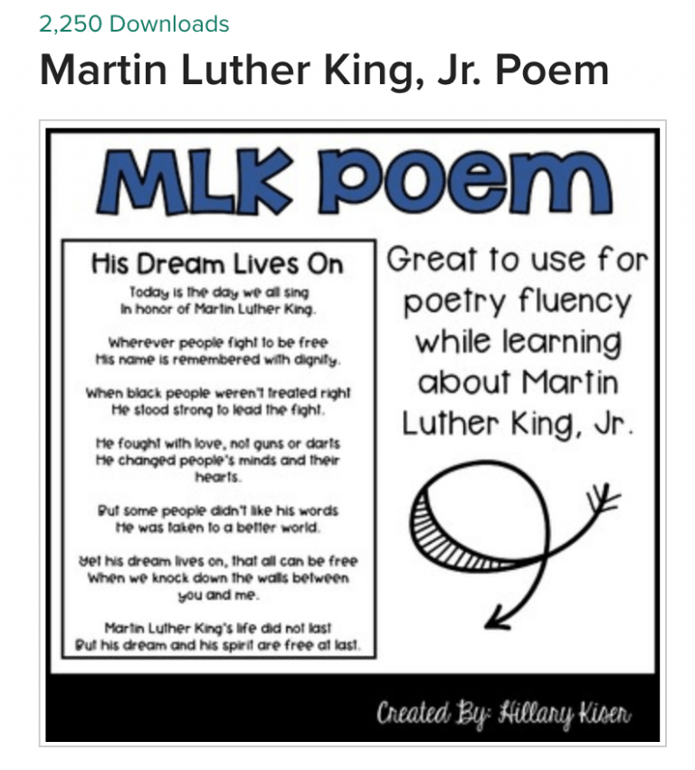 Martin Luther King Jr Poem With First Grade Jackson Elementary Library