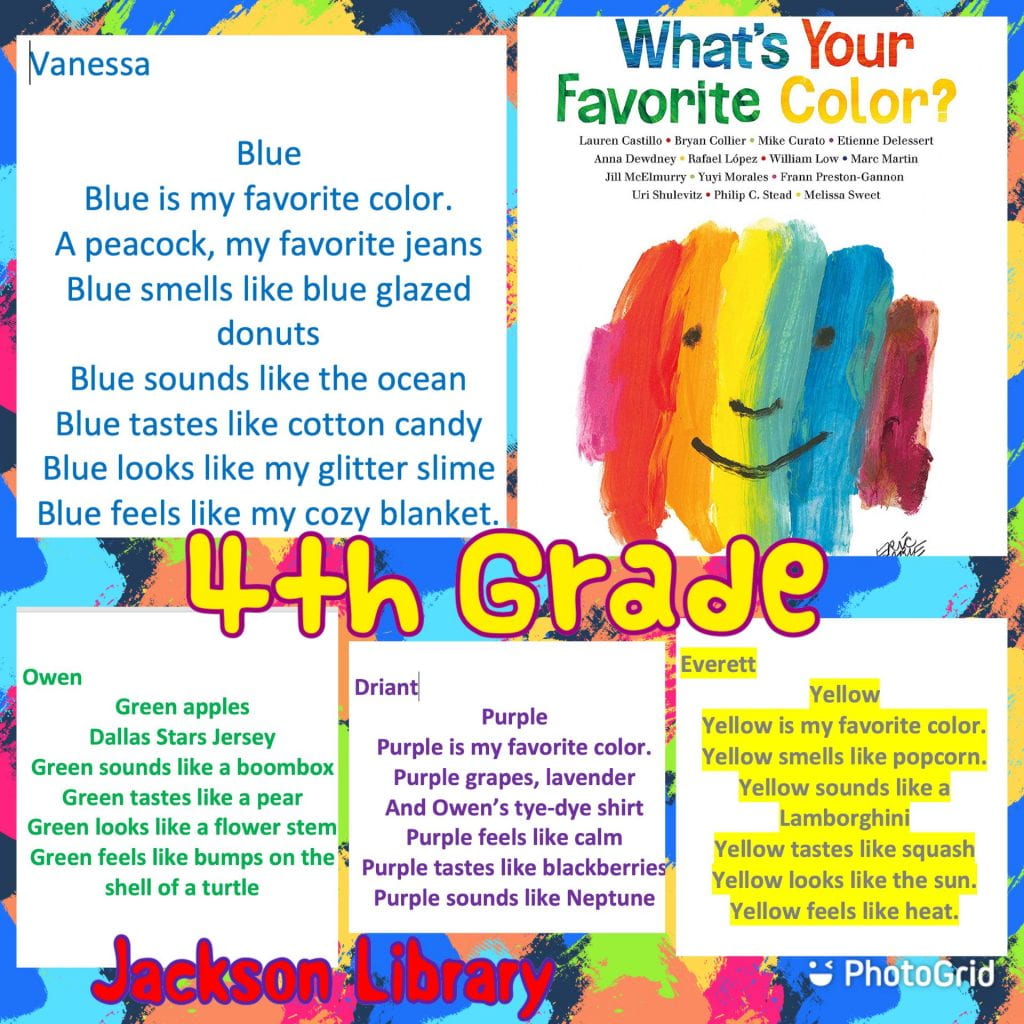 4th Grade Color Poems Jackson Elementary Library